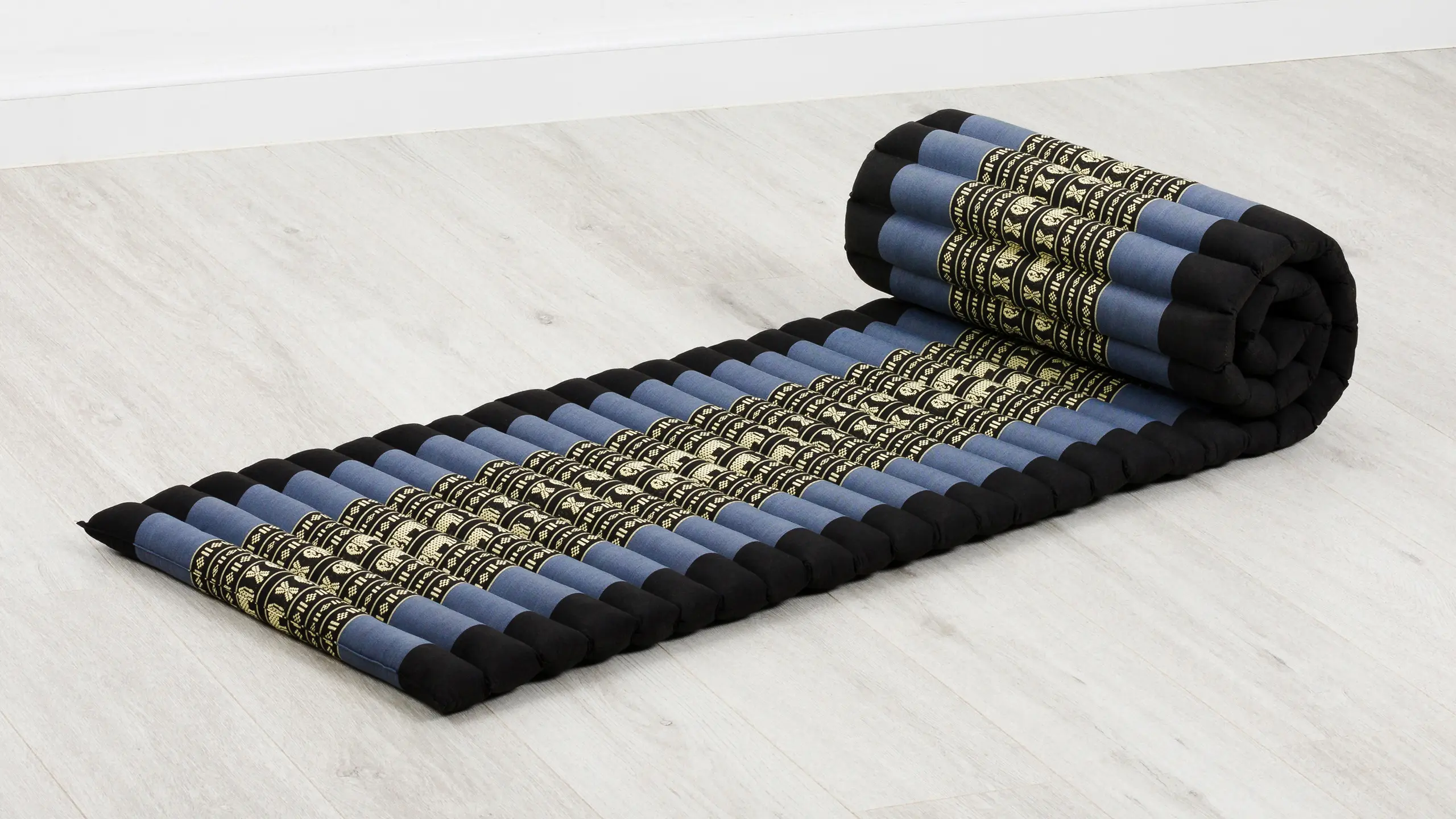 Kapok Roll Mat, 50 cm wide | Blue/Elephants | 1018816563